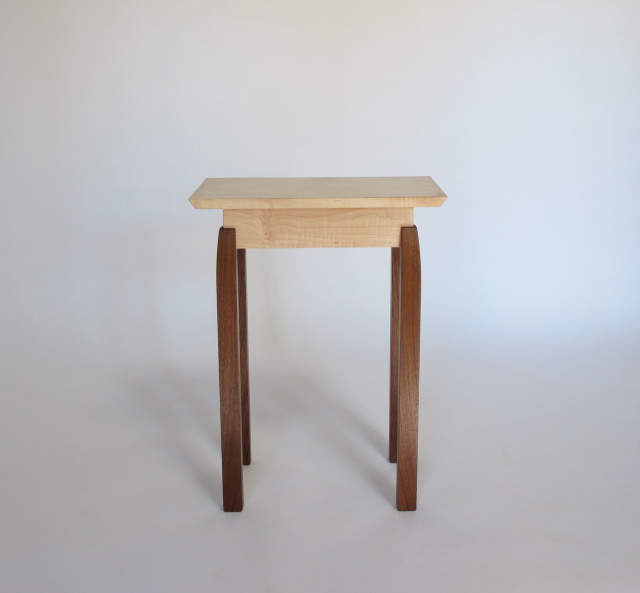 Small narrow end table with unique hand-cut joinery details: solid wood ...