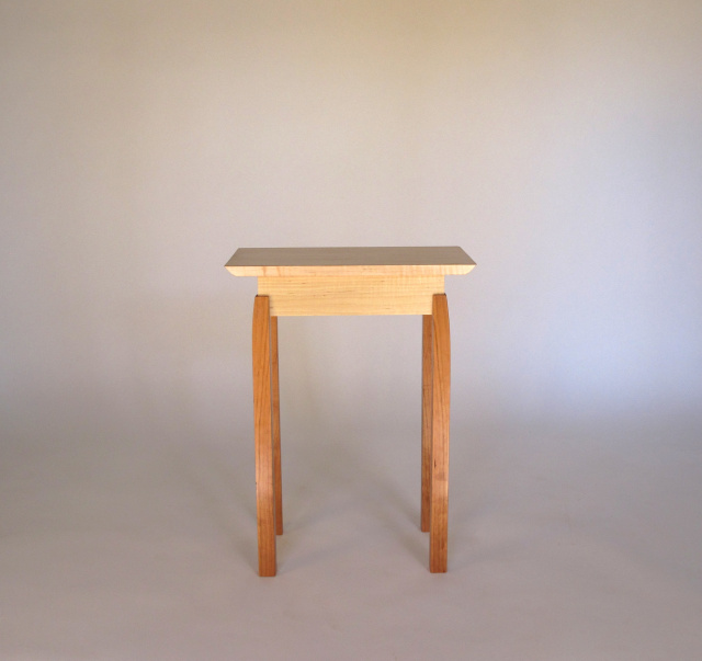 Small narrow end table with unique hand-cut joinery details: solid wood ...