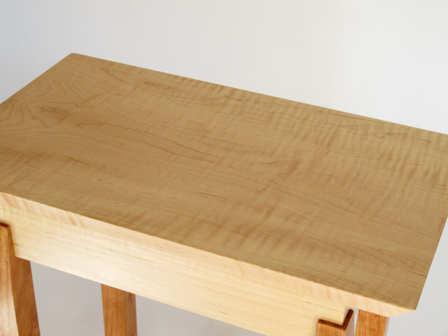 Small narrow end table with unique hand-cut joinery details: solid wood ...
